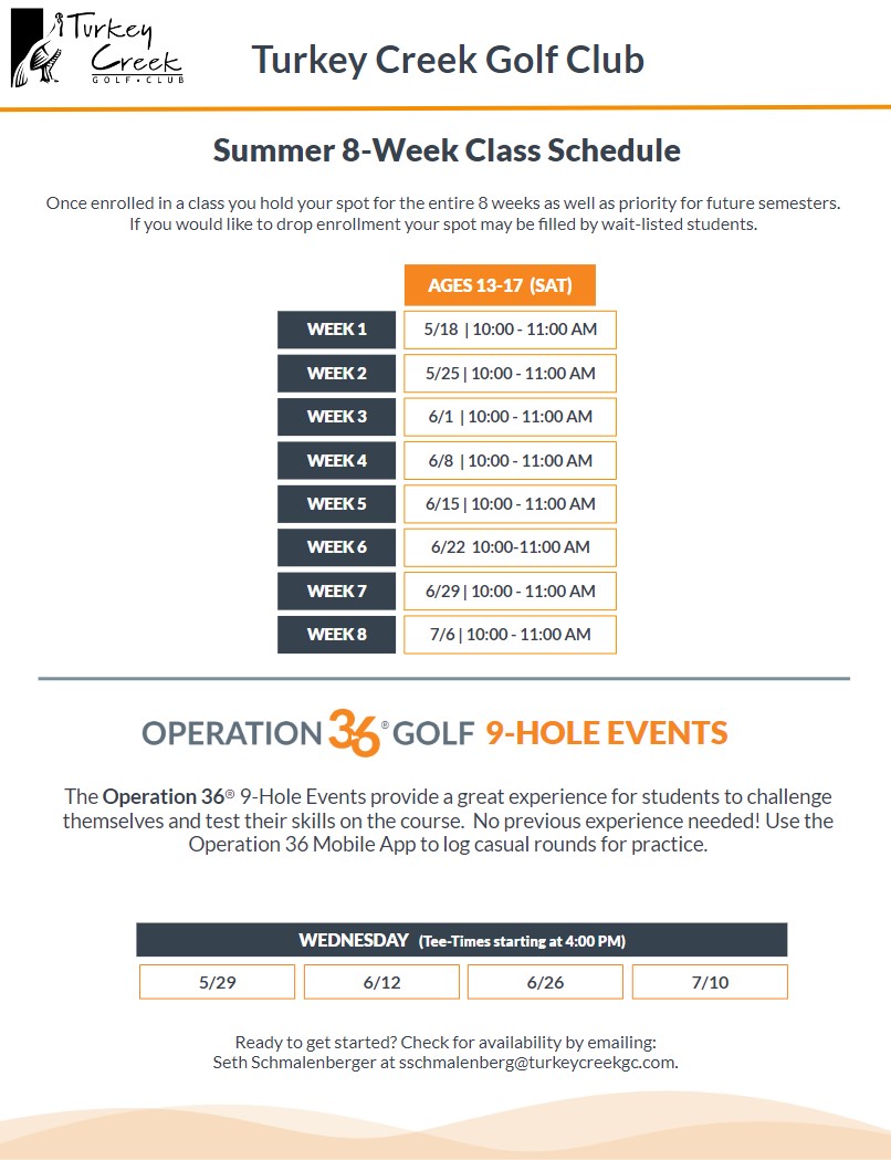 Lessons Clinics & Operation 36 - Turkey Creek Golf Club